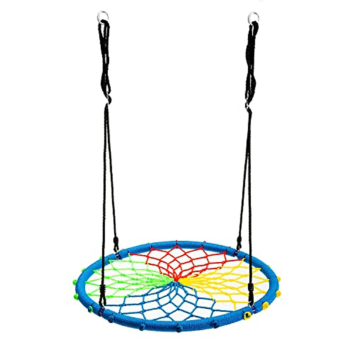 walsport 40” Spider Web Tree Swing Outdoor Saucer Tree Swing 330lb Weight Capacity Outdoor Swing for Kids Adults Extra Safe and Durable Easy to Install Red&Yellow&Blue&Green