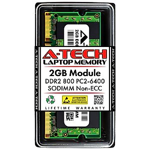 A-Tech 2GB RAM Replacement for CT25664AC800 | DDR2 800MHz PC2-6400 CL6 SODIMM 1.8V Non-ECC SO-DIMM 200-Pin Laptop, Notebook Memory Module