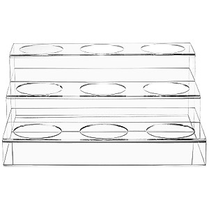 Frcctre Acrylic Wine Bottle Holder, 3 Tier 9 Bottles Acrylic Wine Rack Bottle Display Stand Riser Display Shelf Clear Countertop Tiered Storage Holder for Wine, Champagne, Coffee Syrup