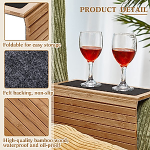 Maitys 2 Set Bamboo Wood Sofa Arm Tray TV Side Table for Couch Anti Slip Armrest Organizer Protector Drink Holder Drink Coaster Remote Caddy for Chair Birthday Housewarming Wedding Gifts