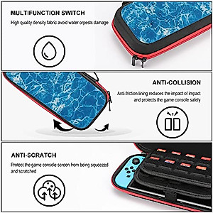 MUTAY Carrying Case for Nintendo Switch Water Ripple Portable Protective Case for Switch Lite Switch Accessories Bundle Portable Travel Bag with 20 Game Storage Compatible