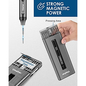 Vastar Mini Electric Screwdriver, 52 in 1 Precision Screwdriver Set with 48 Magnetic Bits, Rechargeable Power Torque Repair Tool Kit with Led Lights for ipad Phones Laptops PC Computer MacBook Camera