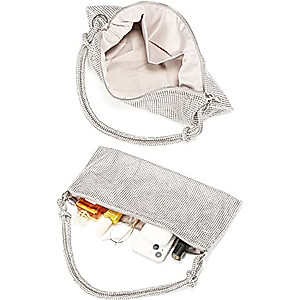 MAUKEN DAOLEN Rhinestone Purse for Women Sparkly Evening Bag Silver Clutch