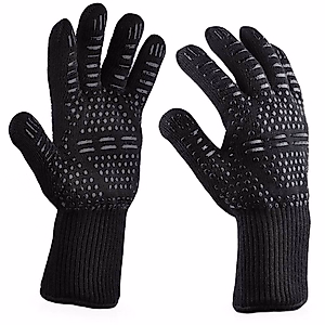 Toxz Barbecue Oven BBQ High Temperature Insulation Anti-scalding Gloves,Cut Resistant Fiber Gloves,Heat Resistant Mitts,Microwave Oven Anti-Slip Insulation Gloves