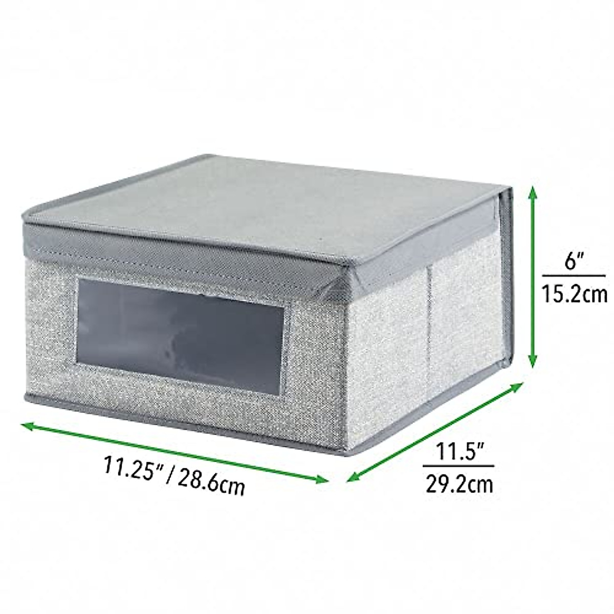 mDesign Medium Fabric Stackable Closet Storage Organizer Box with Front Window/Lid for Bedroom, Office, Mudroom Organization, Hold Clothes, Blankets, Linens, Lido Collection, 8 Pack, Gray