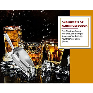 Cast Aluminum Utility Scoop, 5-Ounce - Round Bottom, Small ice scoop For Multi-Purpose Use, With Finger Groove Handle (Hand Wash Only) 5 oz.