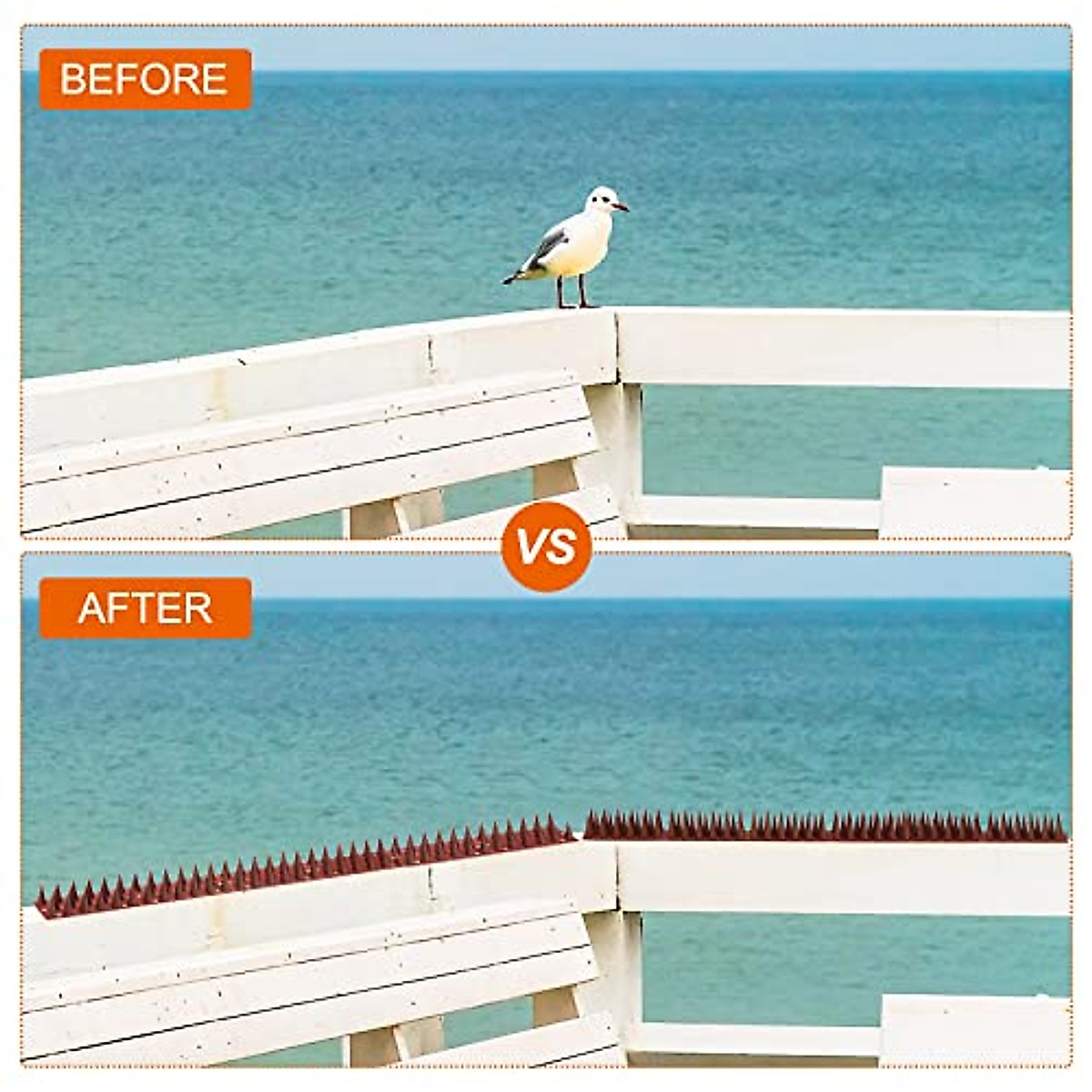 MECCANIXITY Bird Spikes 13 Inch Plastic Deterrent Spikes for Anti Cat Pigeon for Outdoor Keep Bird Away (Cream, Pack of 12)