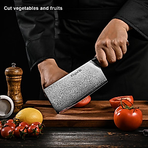 KINGOD 7-Inch Meat Cleaver, Razor-Sharp VG10 Steel Knife for Meat & Vegetables, Multipurpose Kitchen Knife with Rosewood Handle, Gift Box & Sheath