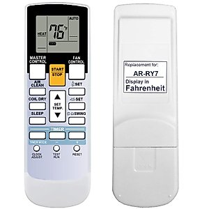 Replacement for Fujitsu Air Conditioner Remote Control Model Number AR-RY7 Works for ASU12RLQ ASU12RMLQ ASU15RLQ ASU18RLQ ASU18RMLQ ASU9RLQ ASU9RMLQ