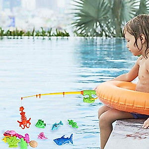 Max Fun Magnetic Fishing Water Toys for Kids Ages 3-5 with Magnet Pole Rod Net, Plastic Floating Fish for Toddler Outdoor Toys, Summer Toys, Bath Toys for Kids Ages 4-8