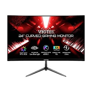 Viotek NBV24CB2 24-Inch Curved Monitor, 75 Hz Full-HD Frameless Monitor for Home, Office & Gaming | VGA, HDMI, 3.5mm | Adaptive Sync w/Superior Dead Pixel Policy + 3Yr Performance Promise
