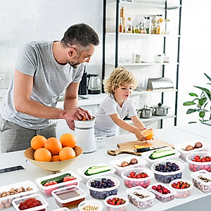 48PCS Food Storage Containers with Lids Airtight (24 Easy Snap Lids +24 Airtight Containers), Leakproof & BPA-Free Plastic Kitchen Organization Set for Lunch, Meal Prep with Free Labels & Marker