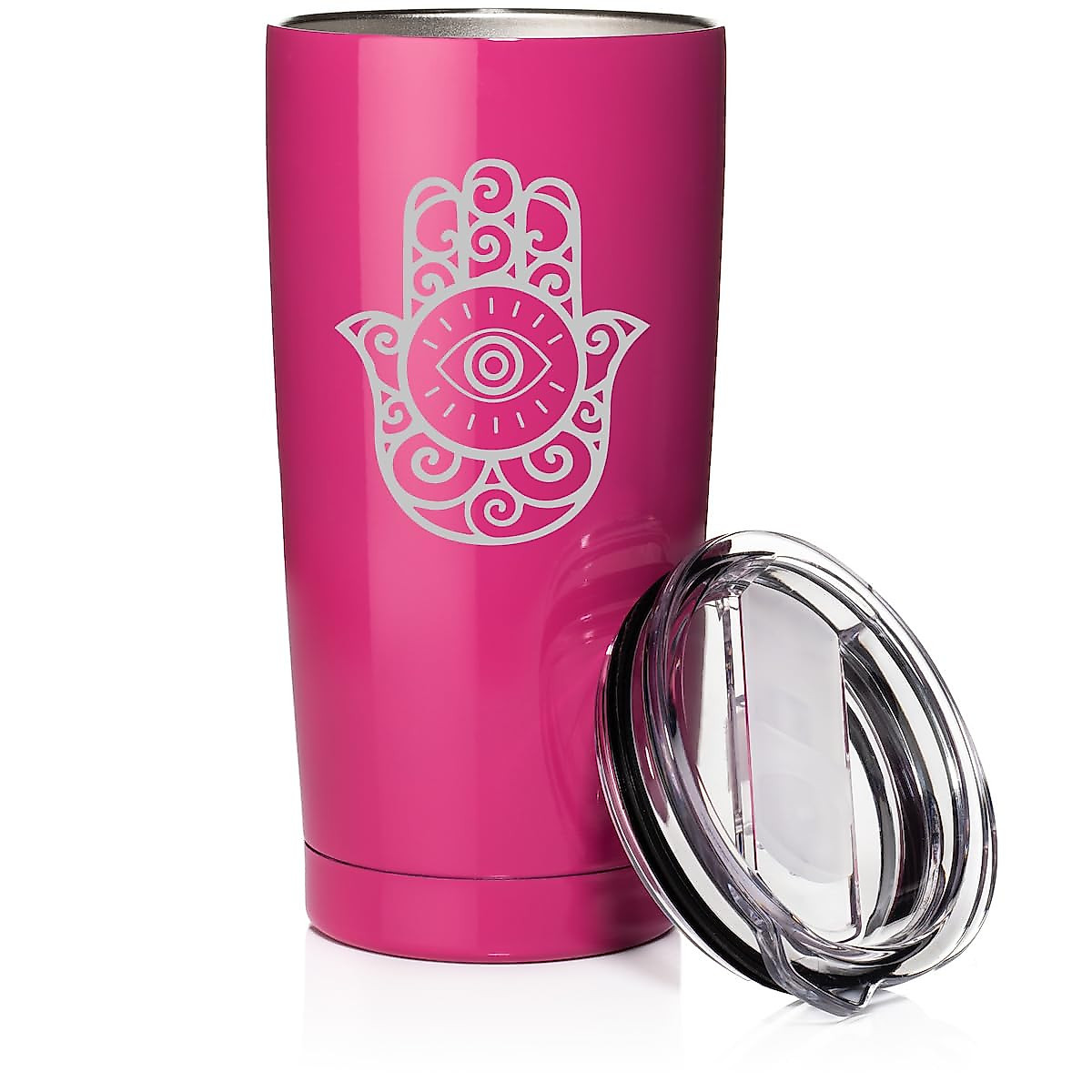 Smooth Body Tumbler Stainless Steel Vacuum Insulated Travel Mug Cup Gift Evil Eye (Hot Pink, 20 oz)