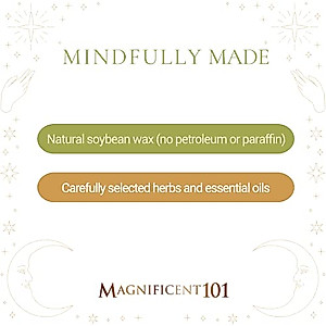 Magnificent 101 Pure Sage Energy Cleansing Candle for Smudging, Purification, Chakra Healing; Great Gift for Meditation, Aromatherapy & Yoga Practice; 100% Natural Soy Wax Candle in 6-oz. Glass Holder