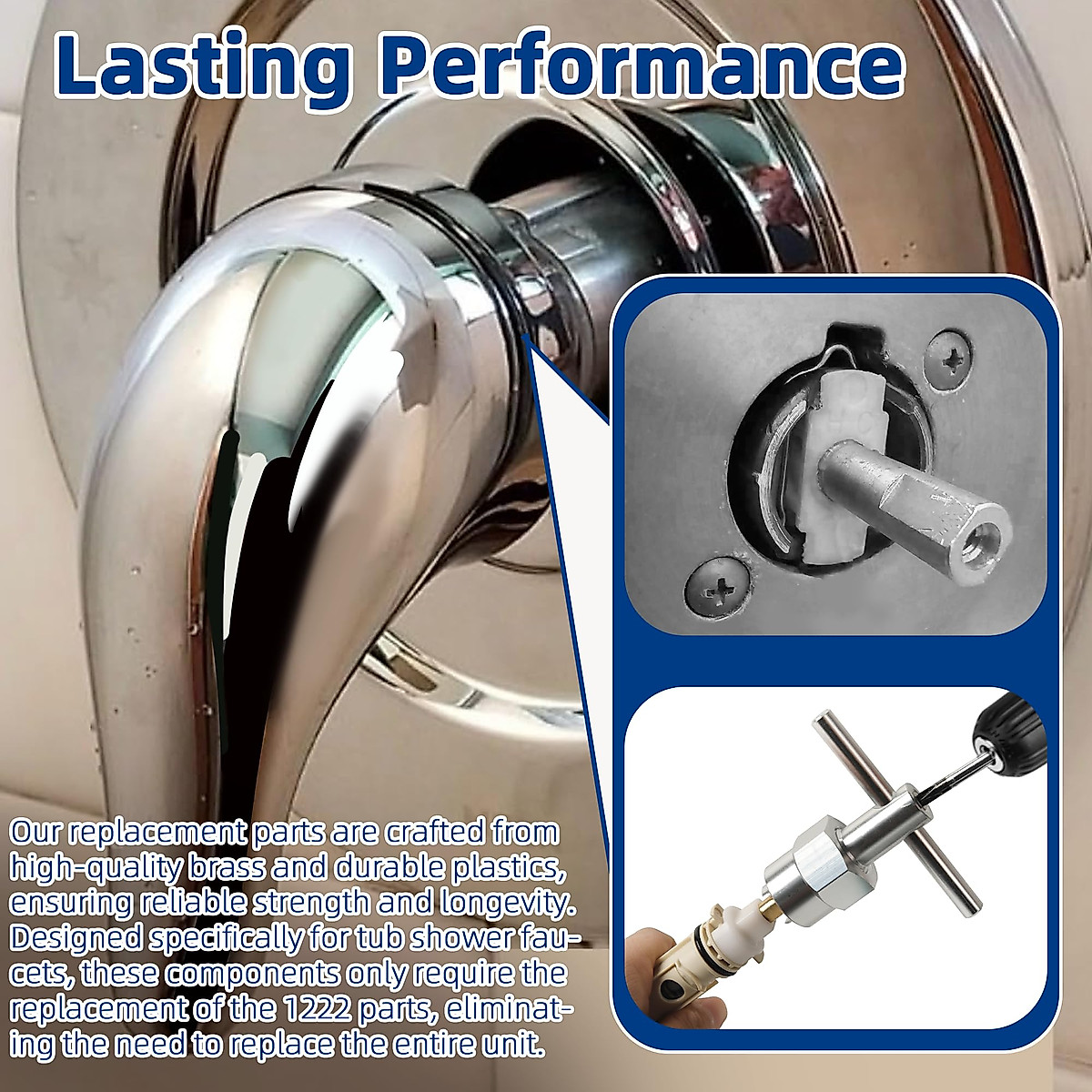 Calvana Bathroom Shower Valve Kit, Cartridge Removal Tool, Compatible with Moen 1222 One-Handle Posi Temp Faucets, Durable Brass & Plastic, Included Cartridge Puller Tool, Retainer Clip, Silicone Oil