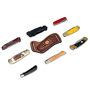 Tourbon Leather Pocket Knife Sheath for Belt Large Folding Knives Holder Carrier Case EDC Tools Holster