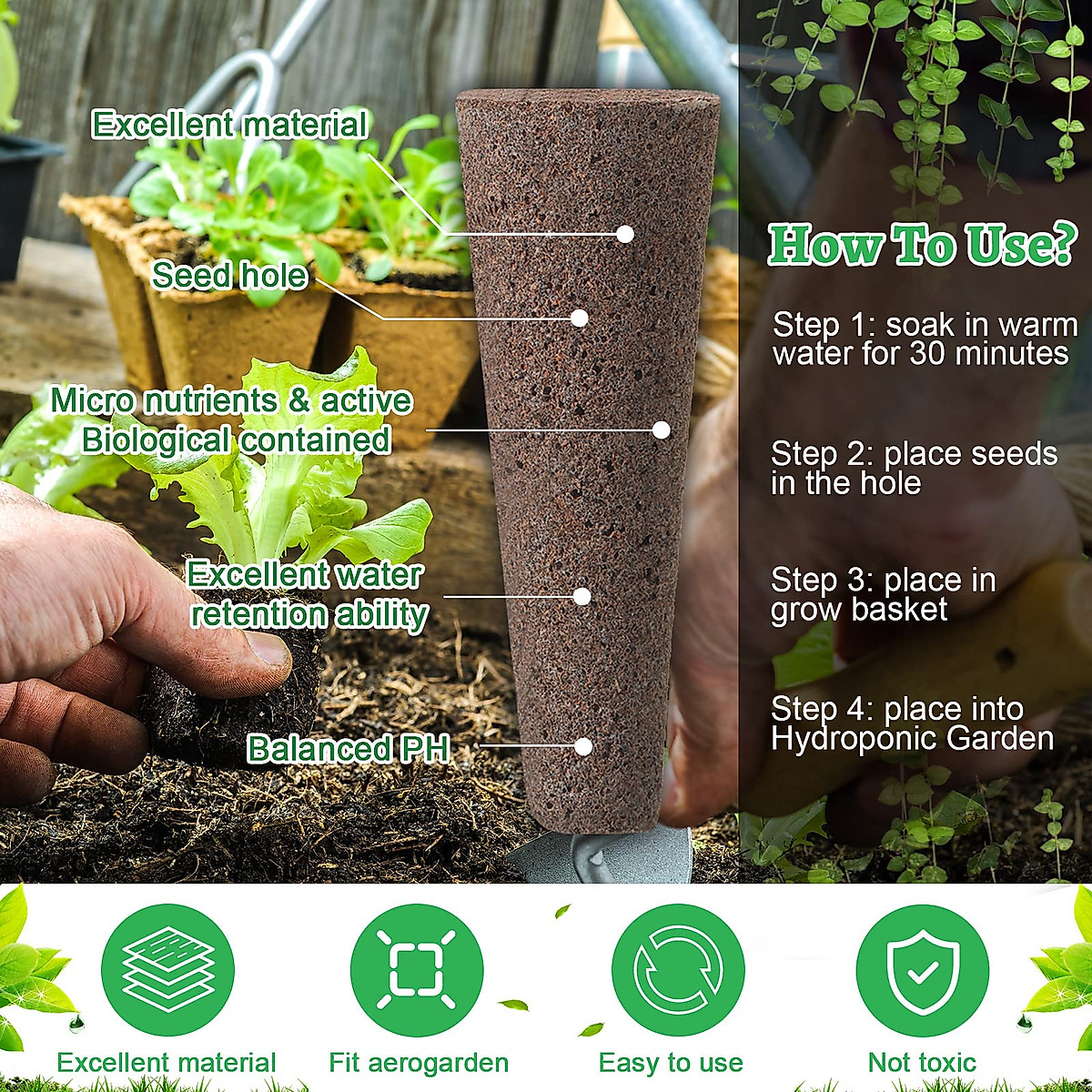 Cunhill 100 Pcs Hydroponic Plant Grow Sponges Pods Kit Root Plant Basket Seed Planting Kit Replacement Pod Cups Pot Hydroponic Pods for Garden Indoor Herb Hydroponic Growing System(Petal Style)