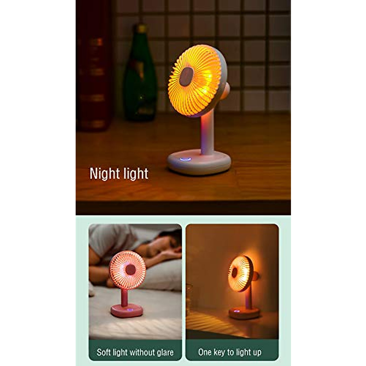 NC Small Desk Fan for Office Table, Cute but Mighty, 3 Speeds, USB Powered, 60° Adjustment, Quiet Portable Personal Fan ,for Home Office Bedroom or Outdoor Use(green)