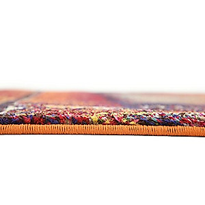 Unique Loom Estrella Collection Rustic, Distressed, Modern, Abstract Area Rug, 5 ft x 8 ft, Orange/Black