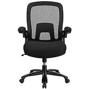 Flash Furniture Big & Tall Office Chair | Black Mesh Executive Swivel Office Chair with Lumbar and Back Support and Wheels