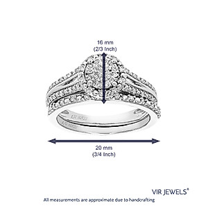 Vir Jewels 1/4 cttw Lab Grown Diamond Wedding Engagement Bridal Set Round for Women in .925 Sterling Silver Prong Set Size 6