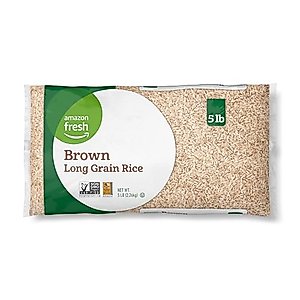 Amazon Fresh, Brown Long Grain Rice, 5 lb (Previously Happy Belly, Packaging May Vary)