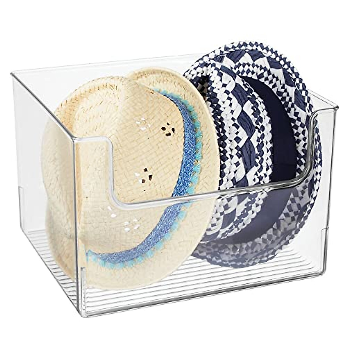 mDesign Modern Plastic Open Front Dip Storage Organizer Bin Basket for Closet Organization - Shelf, Cubby, Cabinet, and Cupboard Organizing Decor - Ligne Collection - 8 Pack - Clear