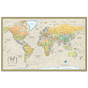 RMC 32" x 50" Classic United States USA and World Wall Map Set (Classic Edition)