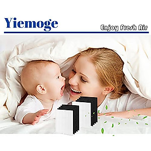 Yiemoge 115115 Replacement filter A: Compatible with winix Plasmawave C535 5300 5300-2 6300 6300-2 AM90 P300 Air Purifier - 2 TURE HPEA filter + 8 Pre-Filters