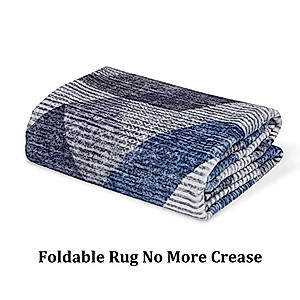 RUGSREAL Washable Rug Geometric Trellis Low-Pile Area Rug Stain Resistant Modern Area Rug Throw Non-Slip Non-Shedding Area Rug for Living Room Bedroom Office, 5' x 7' Blue