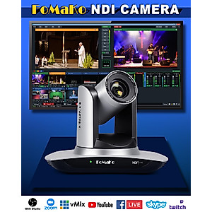 FoMaKo NDI Camera, AI Auto Tracking HDMI PTZ Camera, 20x Optical Zoom LAN USB3.0 HDMI Camera for Church Services Worship Education, PoE 1080P60 FMK20UH NDI (NDI 6 & NDI HX3 Certified)