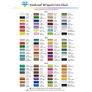 Simthread Polyester Embroidery Thread, 80 Spools embroidery machine thread, 500M (550Y) Each Thread Spool, Colors Compatible with Janome & Robison-Anton Colors - Color Card Contained in Box