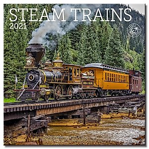 Steam Trains Mini Wall Calendar 2021, 7" x 7"