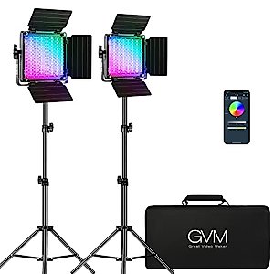 GVM RGB Video Lighting, Bi-Color Led Video Light Kit with APP Control, 2 Packs 850D Photography Lighting Kit CRI 97+ for Web Conference, YouTube, Gaming, Zoom, Aluminum Alloy Shell