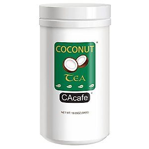 CAcafe Coconut Tea, Coconut Infused Green Tea, Creamy Drink Mix, Make Iced or Hot, Packed with Antioxidants, Natural Energy and Stress Relief 19.05oz