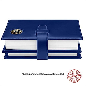 Genuine Leather Double AA Big Book Cover & 12 Steps & 12 Traditions | Medallion Holder | by Galileo | Perfect Gift | Alcoholics Anonymous (Genuine Leather, Navy Blue)