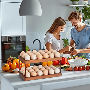 Wooden chicken egg holder for 24 Fresh Eggs, 2-Tier fresh egg holder countertop，egg basket countertop，egg holder for counter，，counter top egg holder for fresh eggs.