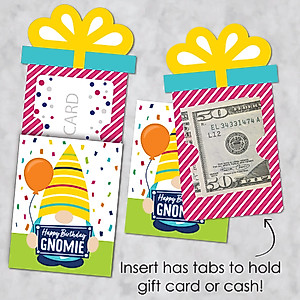 Big Dot of Happiness Gnome Birthday - Happy Birthday Party Money and Gift Card Sleeves - Nifty Gifty Card Holders - Set of 8