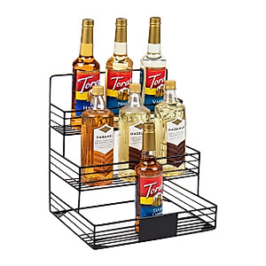 Mind Reader Iron, Wire Compartment Organizer, Storage for Syrup, Wine, Dressing, Black-12 Capacity, One Size, 12 Bottle Holder