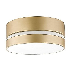 Globe Electric 60754 2-Light Flush Mount Ceiling Light, Soft Gold, Inner Frosted Shade, Ceiling Light Fixture, Light Fixtures Ceiling Mount, Bedroom Lights for Ceiling, Dining Light Fixture