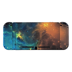 eXtremeRate DIY Replacement Shell Buttons for Nintendo Switch, Soft Touch Back Plate for Switch Console, Custom Housing Case with Full Set Buttons for Joycon Handheld Controller - Gold Star Universe