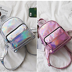 Amosfun Chic Holographic Backpack Cute Hologram Shoulder Bag Satchel Christmas Birthday Valentine's Day Gift for Women