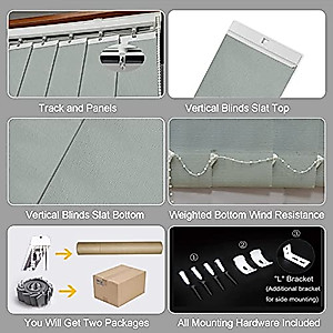 LETAU Cordless Sheer Vertical Window Blinds, Light Fitering, Reduce Sun Glare, UV Protection, White Window Shades for Slidding Door, French window, Room Divider, Glass Wall,OverSized Windows¡­