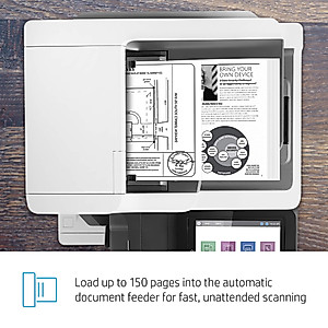 HP LaserJet Enterprise Flow MFP M635z Monochrome All-in-One Printer with built-in Ethernet, 2-sided printing, high-capacity input feeder, wheeled stand & 3-bin stapler/stacker (7PS99A)