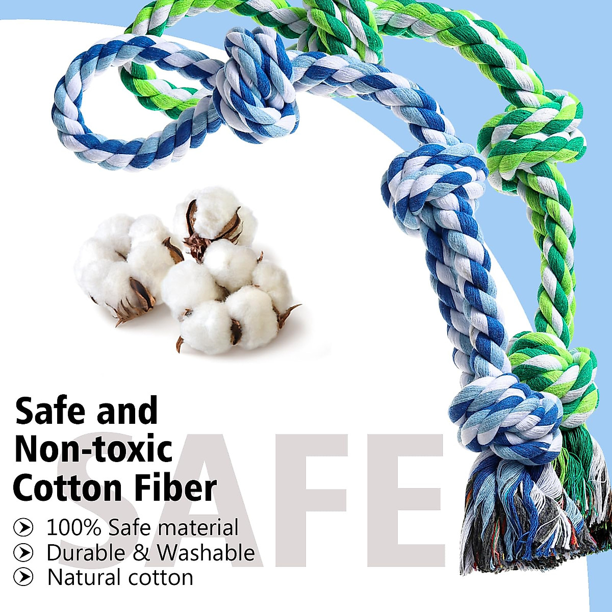 XIGOU Dog Rope Toys 2 Pcs Indestructible Dog Toys, Dog Chew Toys for Aggressive Chewers, Tough Puppy Teething Chew Toys for Boredom, Dental Cleaning Tug of War Dog Toy, Great for Small to Large Breed