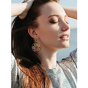 Hicarer Leather Necklace Bead Choker Adjustable Vintage Turquoise Necklace Handmade Woven Beaded Bracelet with 4 Pairs Bohemian Vintage Dangle Earrings Jewelry for Women