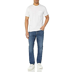 Amazon Essentials Men's Slim-Fit Short-Sleeve Crewneck T-Shirt, Pack of 2, Aqua Blue/White, Large