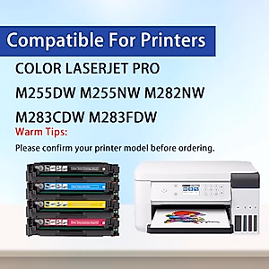 206A Toner Cartridges Compatible for Hp W2110A W2111A W2113A W2112A High Yield Toner Cartridges with Chip Work for M255DW M255NW M282NW M283CDW M283FDW Printer Cyan