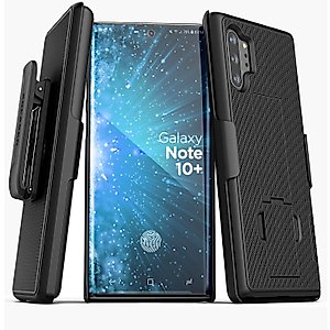 Encased Galaxy Note 10 Plus Belt Clip Case (2019 DuraClip) Ultra Slim Cover with Holster, Matte Black (Samsung Note 10+)