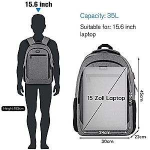 Travel Laptop Backpack, School Backpack Business Anti Theft Slim Durable Laptops Backpack with USB Charging Port Water Resistant College School Computer Bag for Women & Men Fits 15.6 Inch Notebook Over 3 Years Old